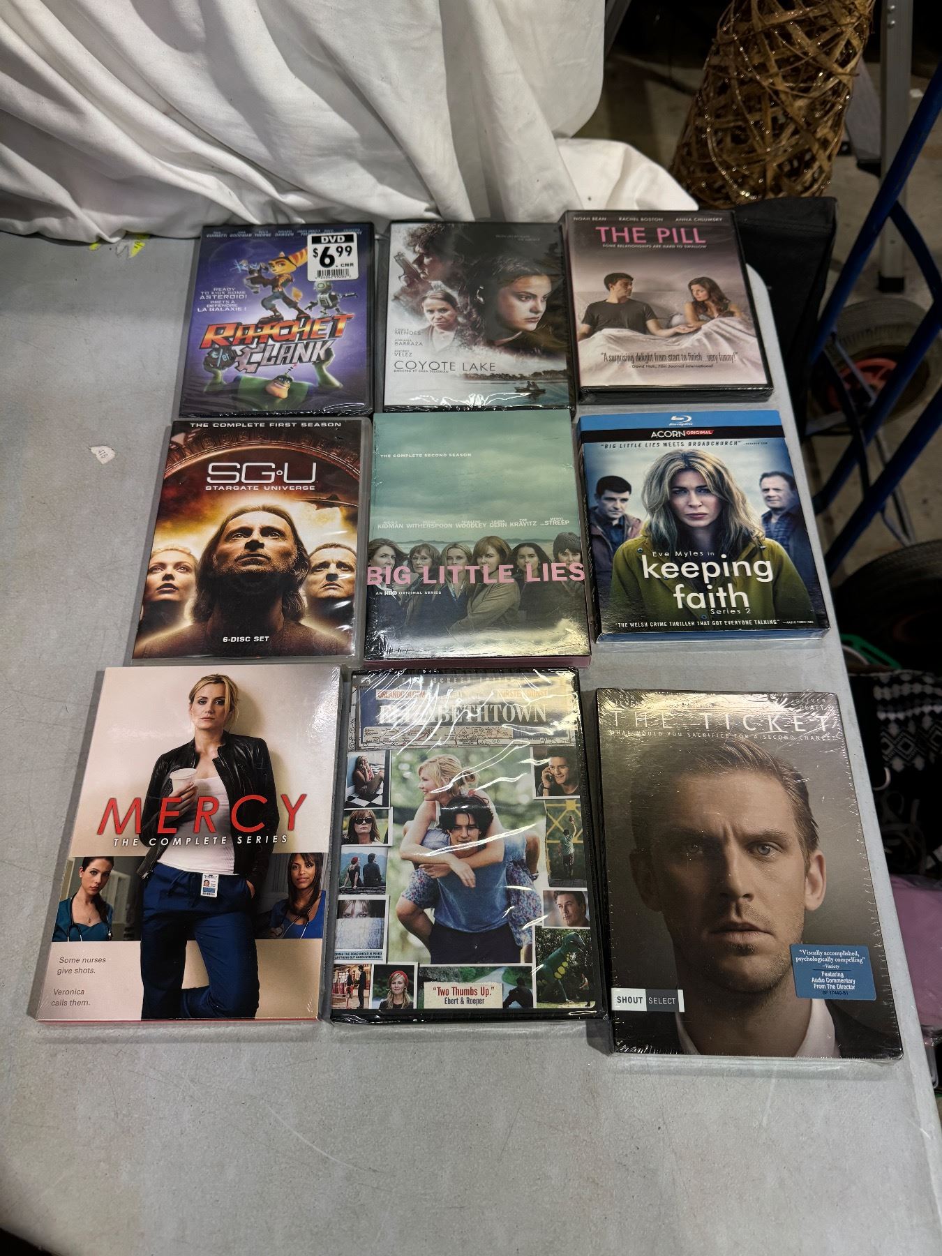 Nine DVDs, most are new sealed
