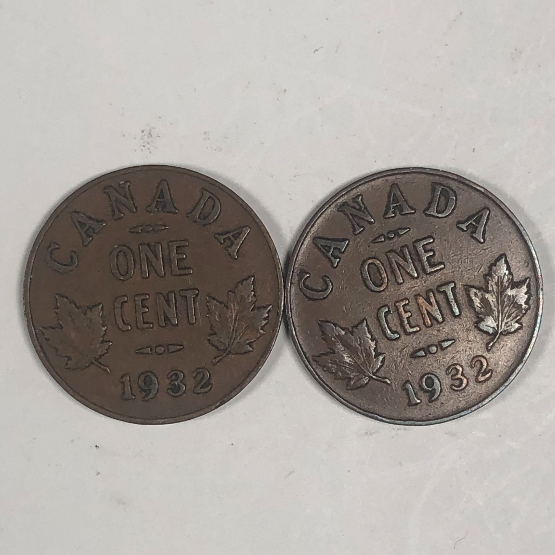 Canadian Small Cent 1932 X2 VF+