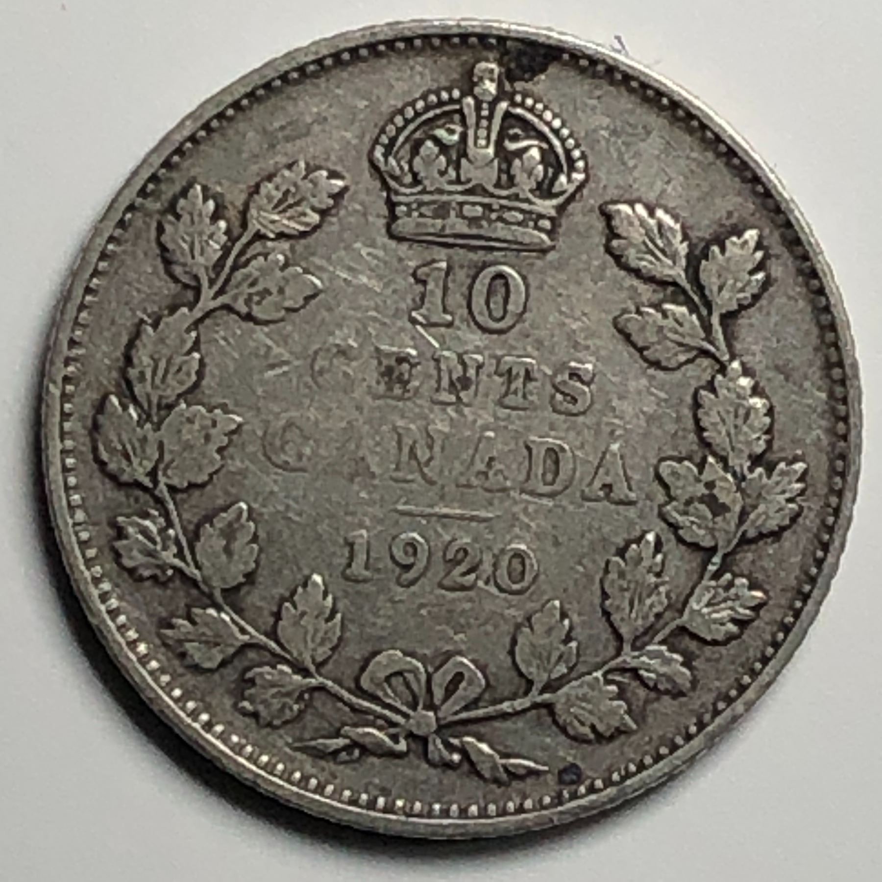 Canadian .10 Cent Dime 1920