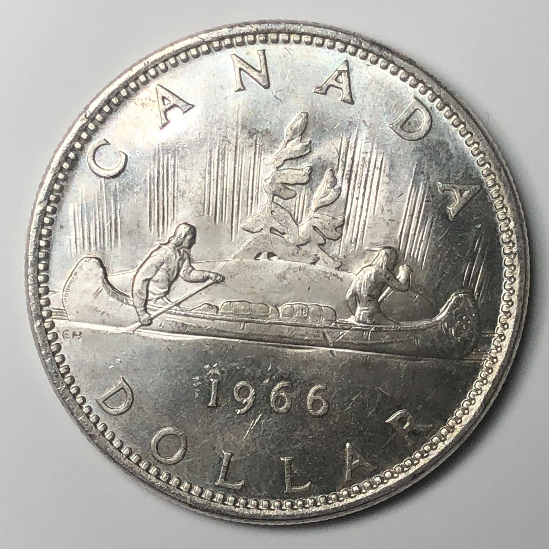1966 Queen Elizabeth II Canadian Silver Dollar UNC
