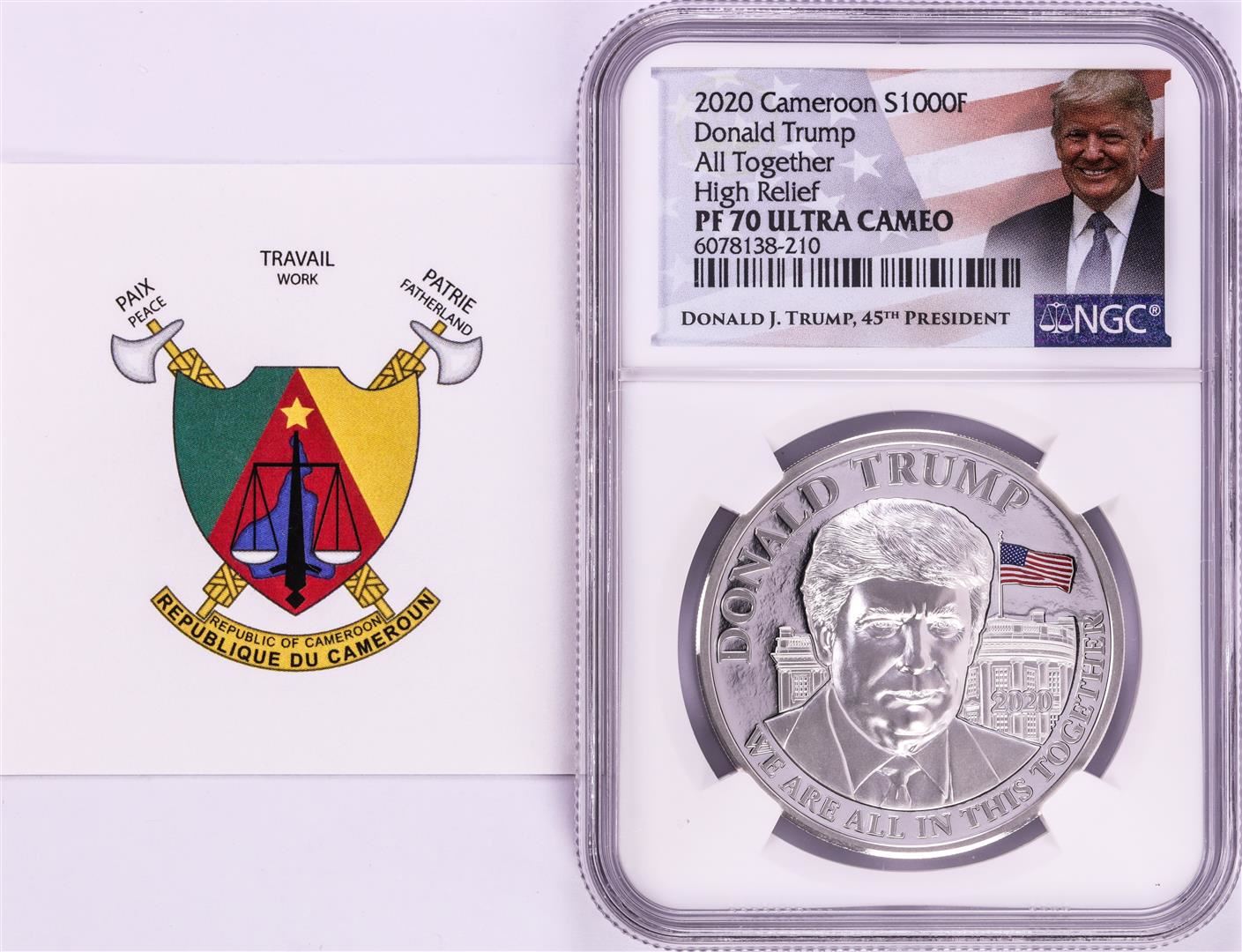 2020 Cameroon S1000F Donald Trump All Together High Relief PF 70 Ultra ...