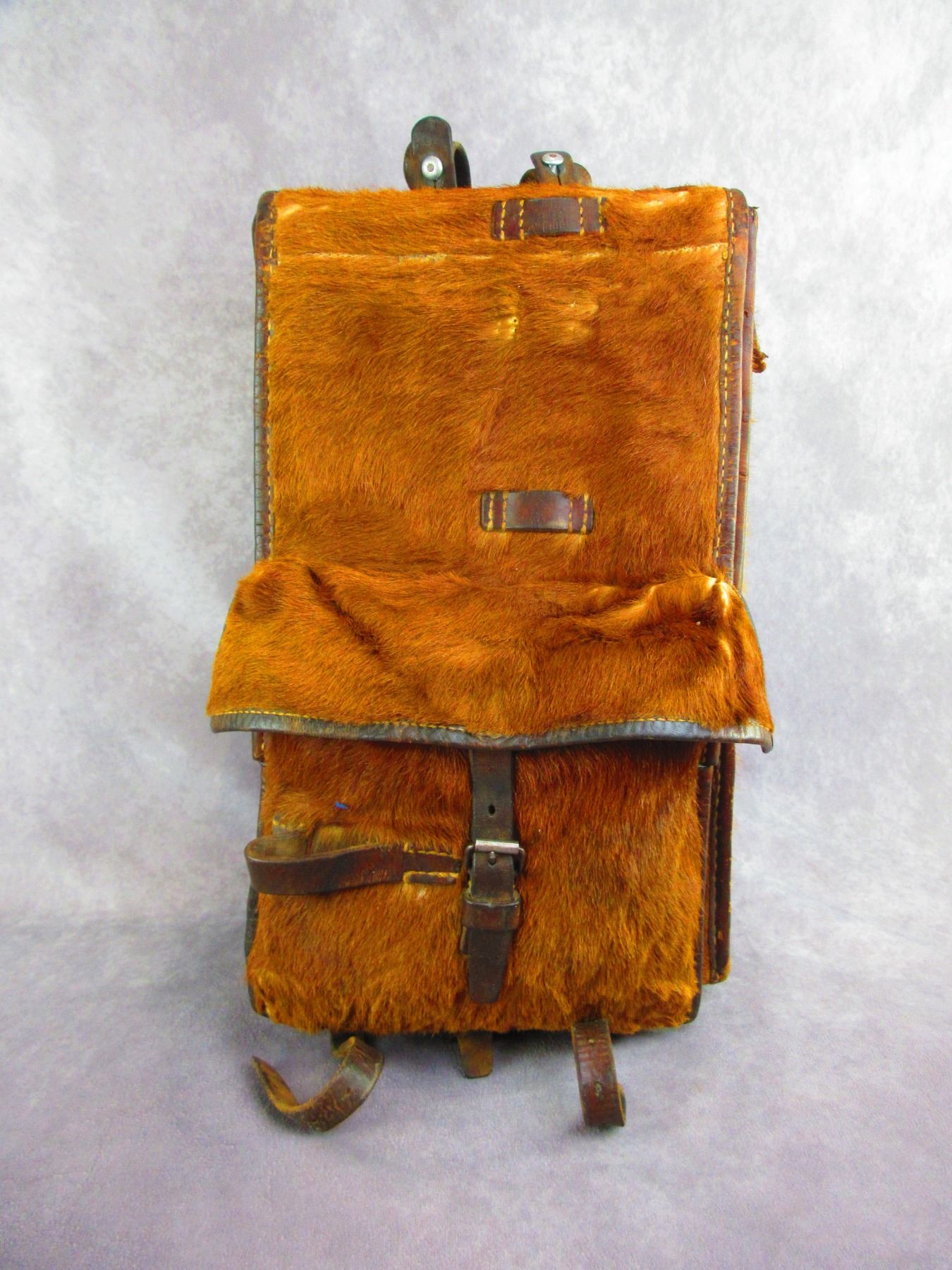 Old German Army Mountain Fur WWI Backpack- 18" X 10" X 5"