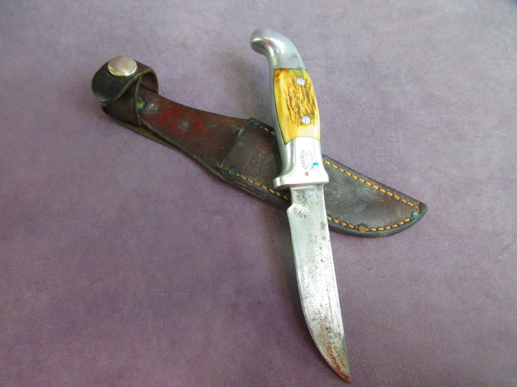 Marked RH Ruana Bonner Montana Knife- M Stamp- Original Sheath- 4 ...