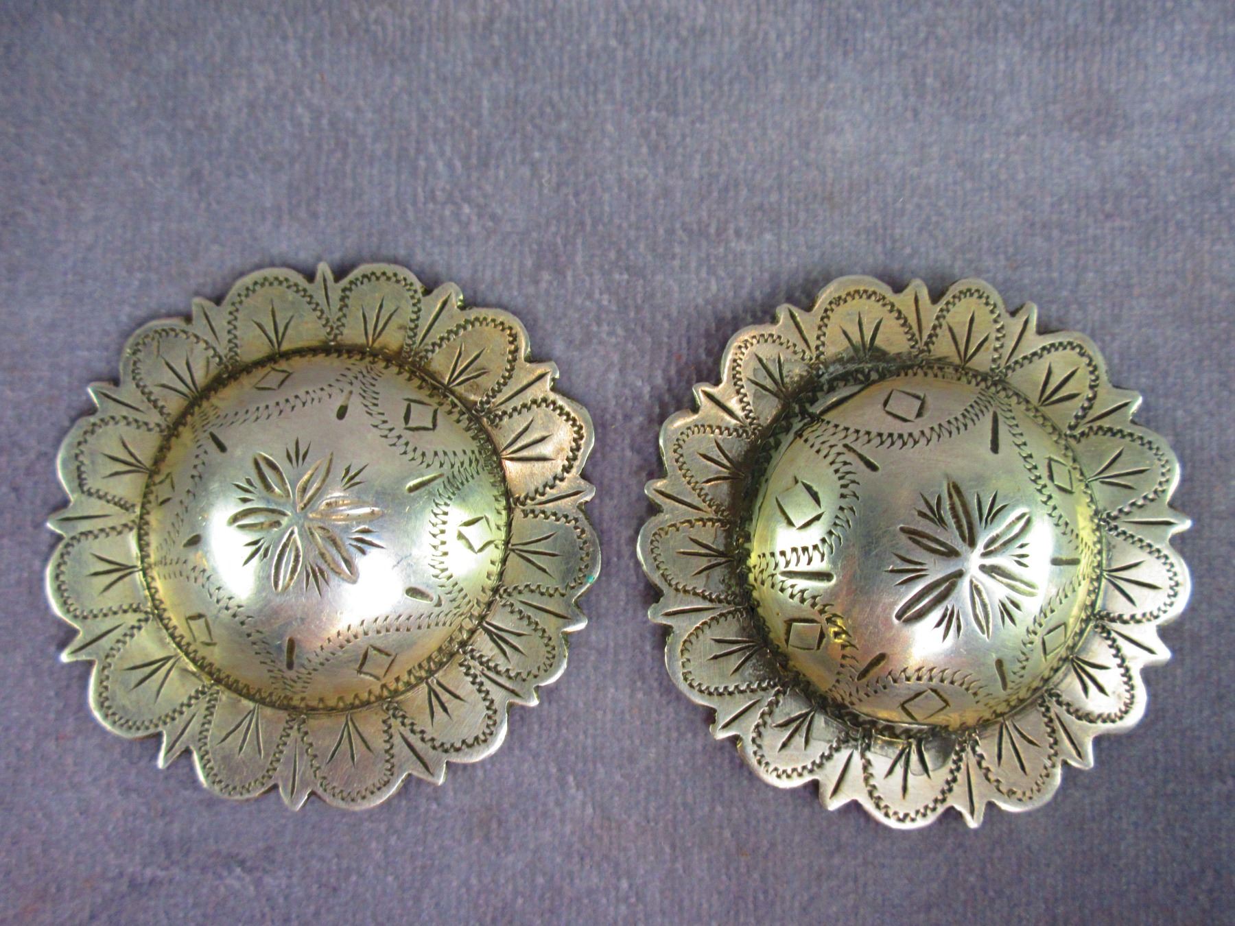 2.75" Loopback Silver Conchos Marked Visalia Stock Saddle Co SF- Domed ...