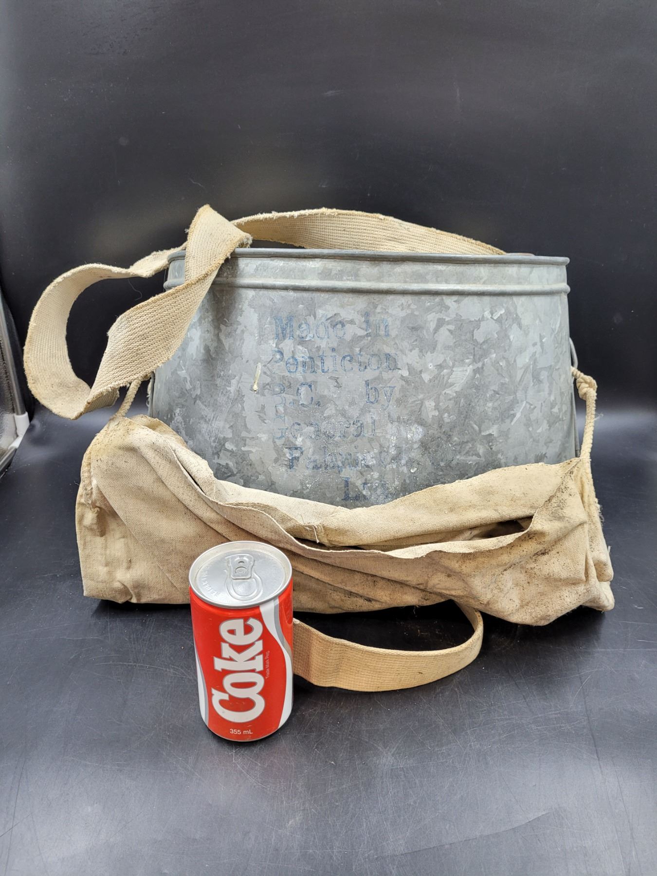 Vintage Galvanized Apple Picking Bucket Made in Penticton, BC