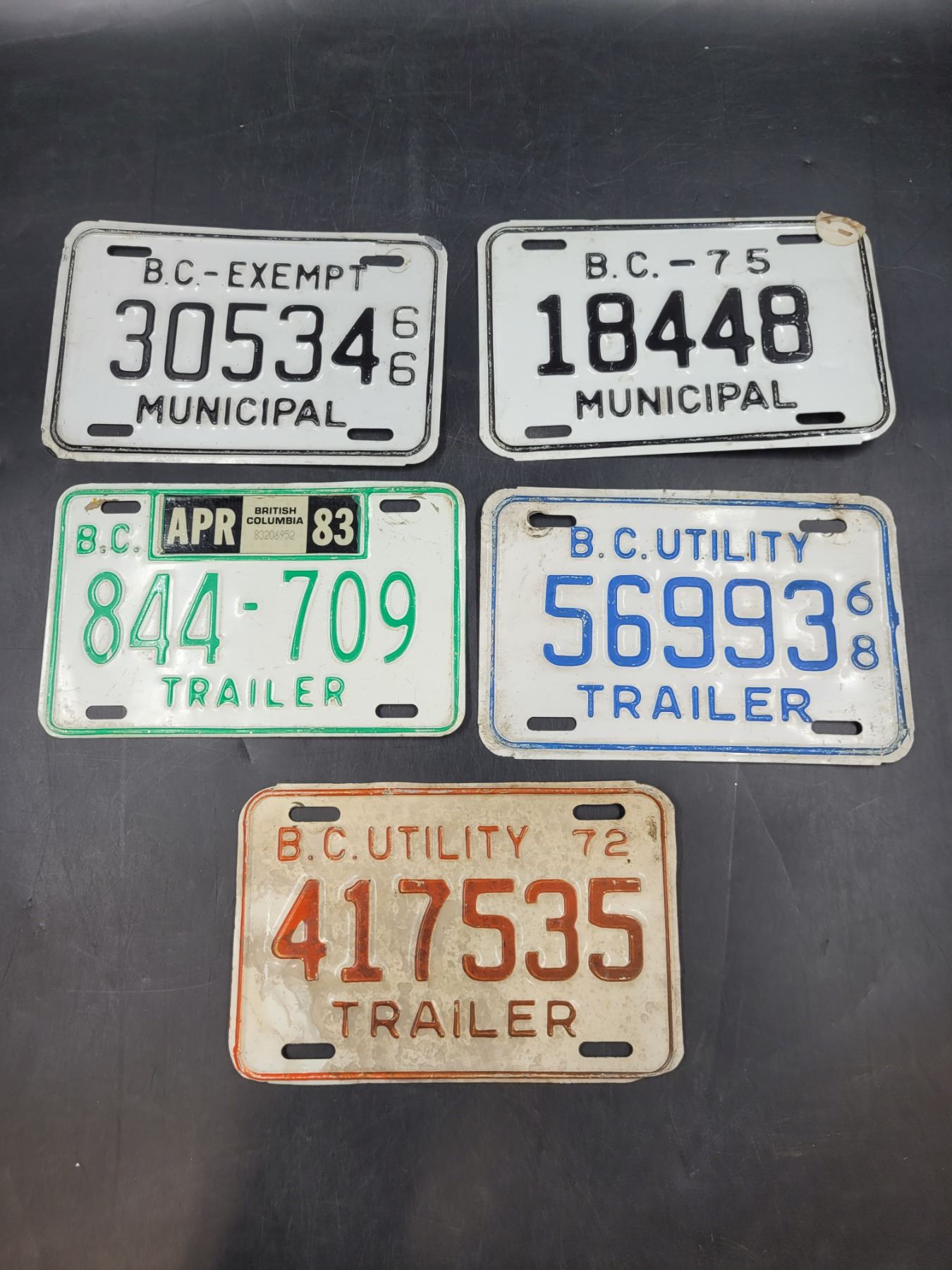 Vintage British Columbia Trailer License Plates