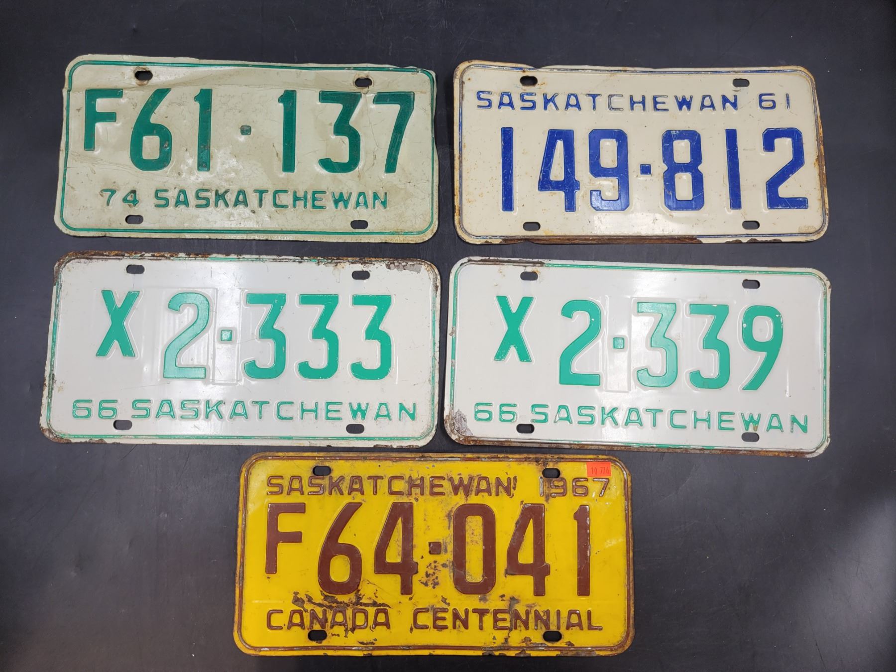 Vintage Saskatchewan License Plates w/ One Pair