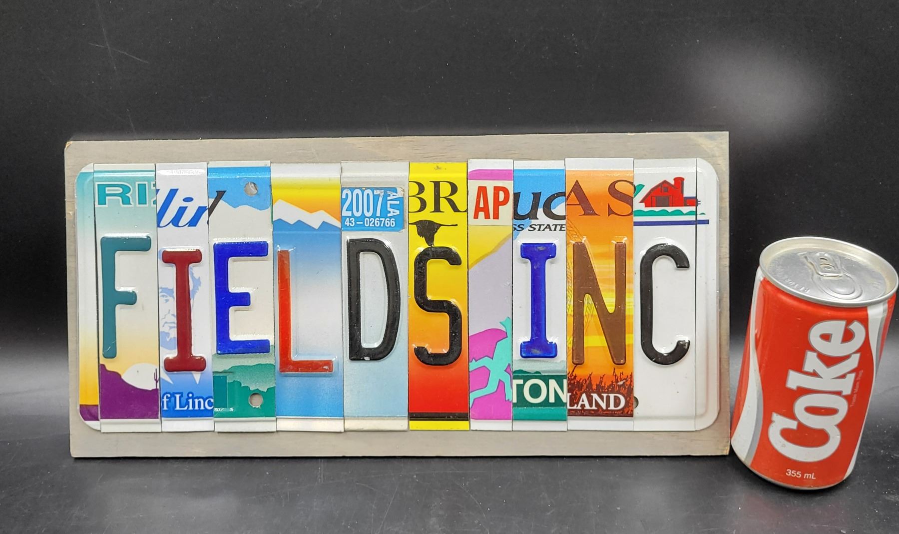 Recycled License Plate Art Sign Field Inc.