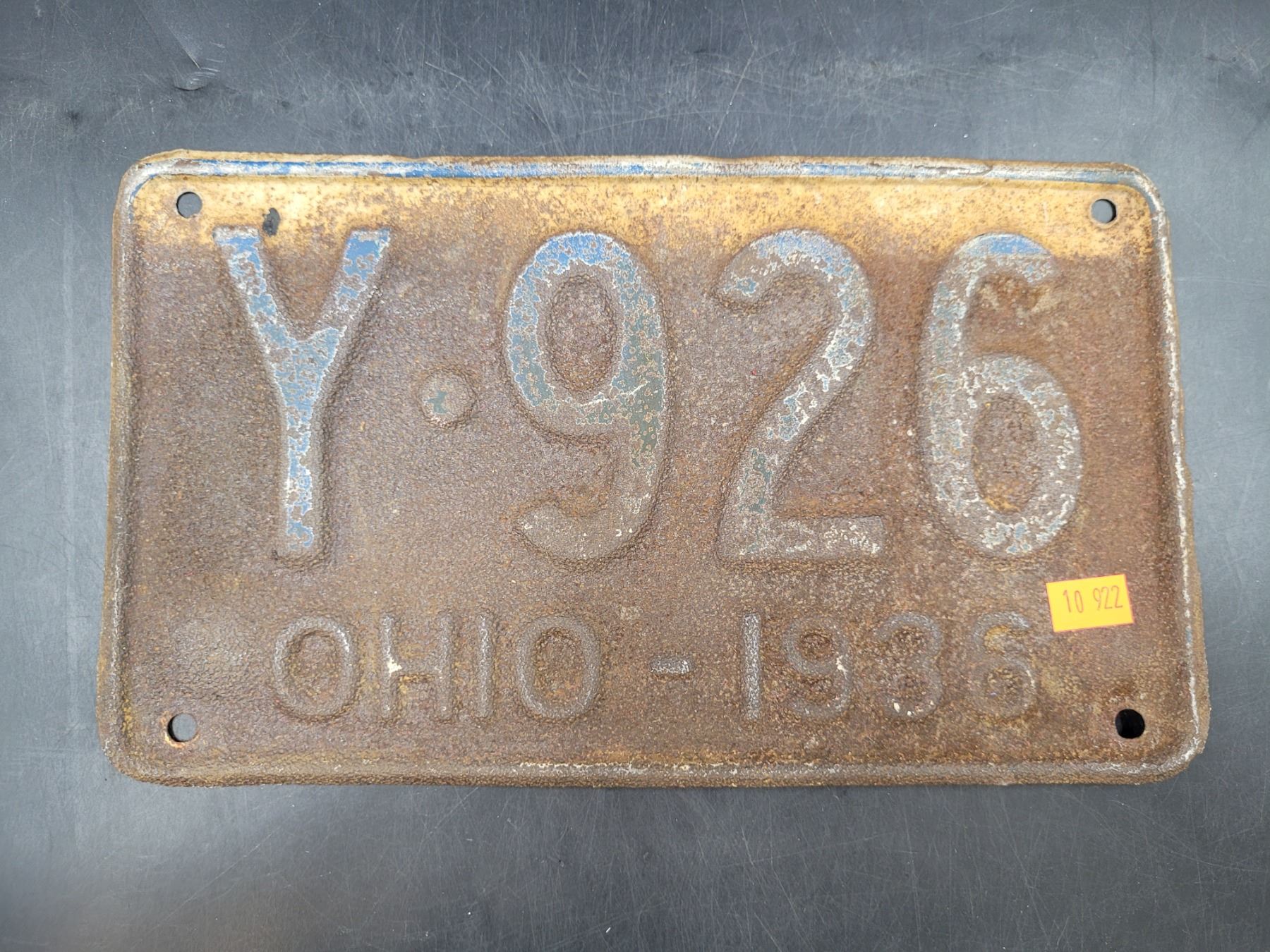 Vintage Ohio License Plate