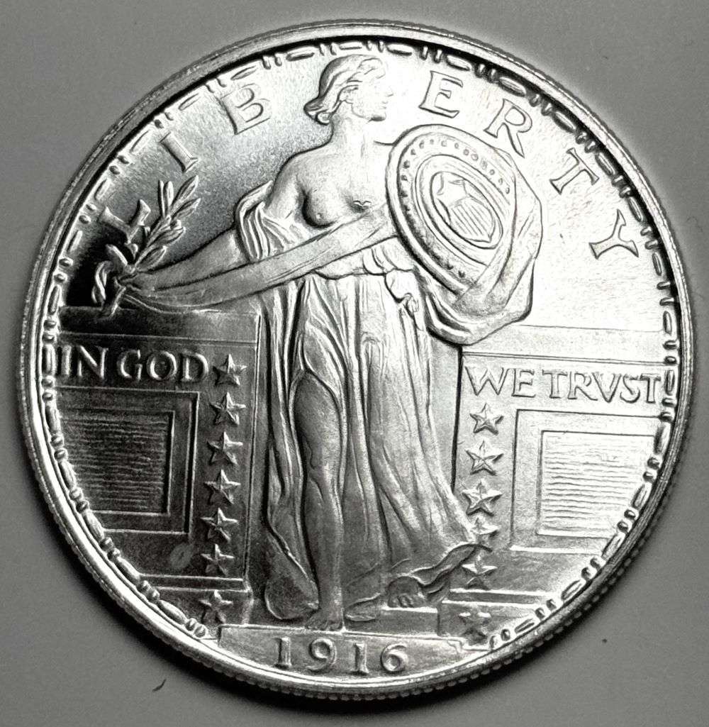 1916 Standing Liberty Quarter Design 1 ozt .999 Silver