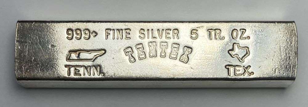 Vintage Tentex 5 ozt .999 Silver Bar