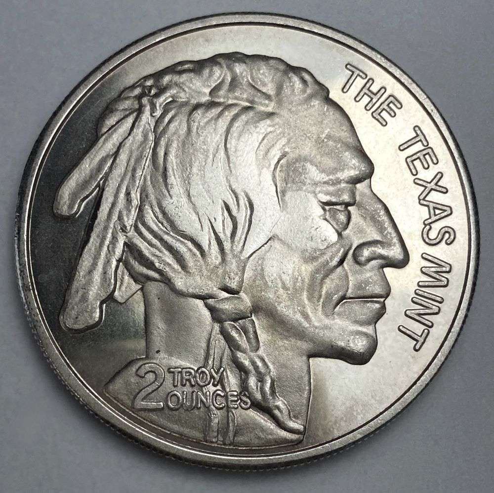 The Texas Mint Buffalo Design 2 ozt .999 Silver