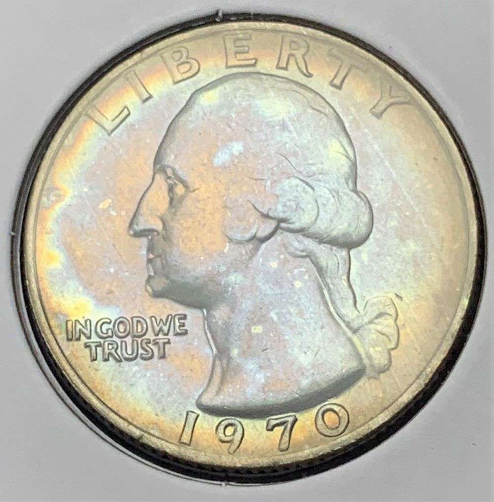 Absolutely Stunning! 1970 Rainbow Toned Washington Quarter
