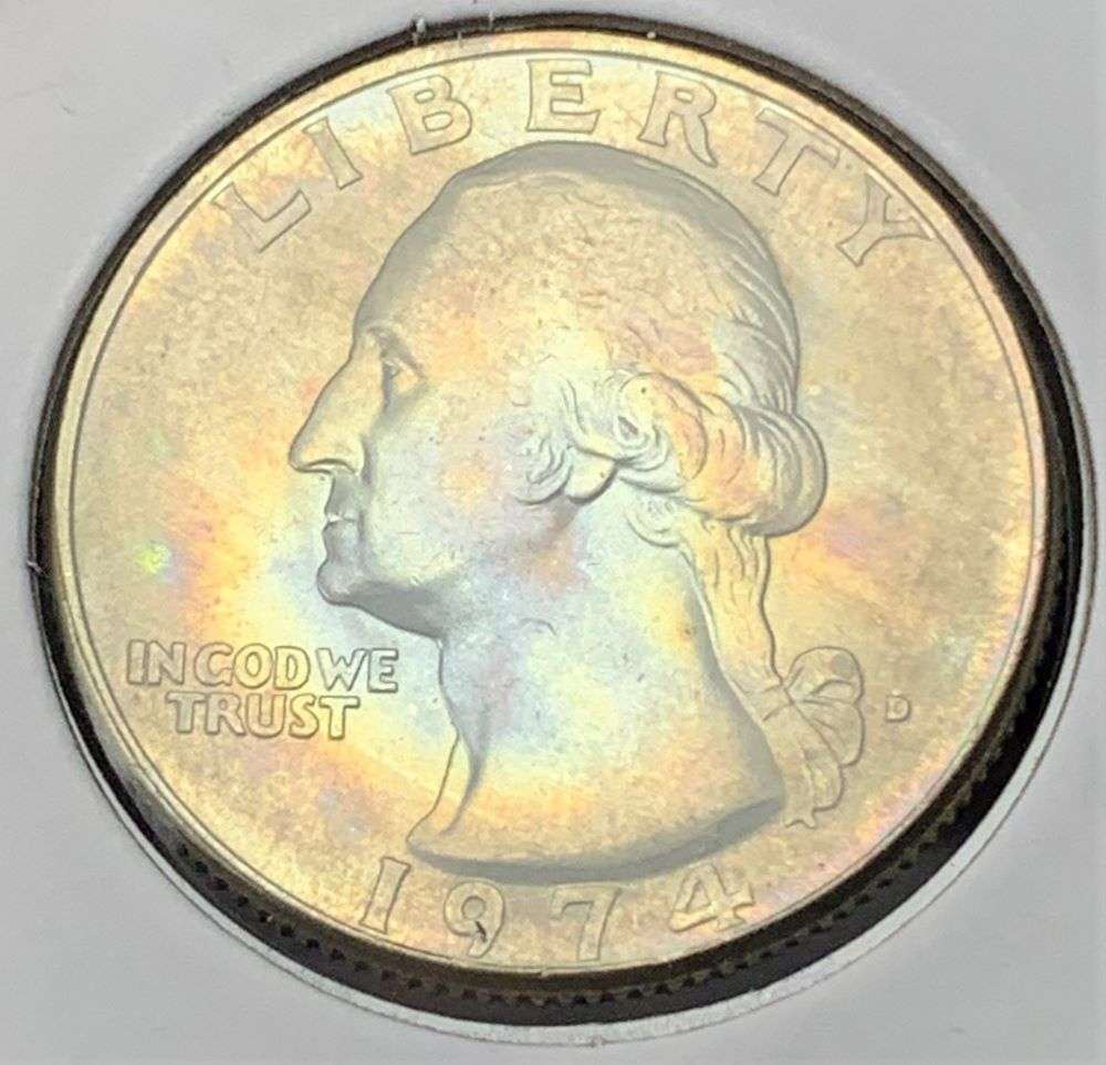 Absolutely Stunning! 1974-D Rainbow Toned Washington Quarter