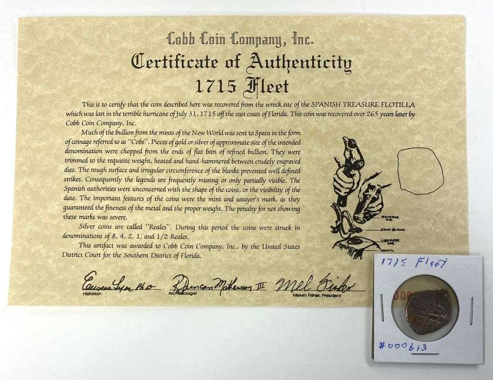 1715 Fleet Shipwreck Mexico Silver Reales Cobb Coin Company Inc