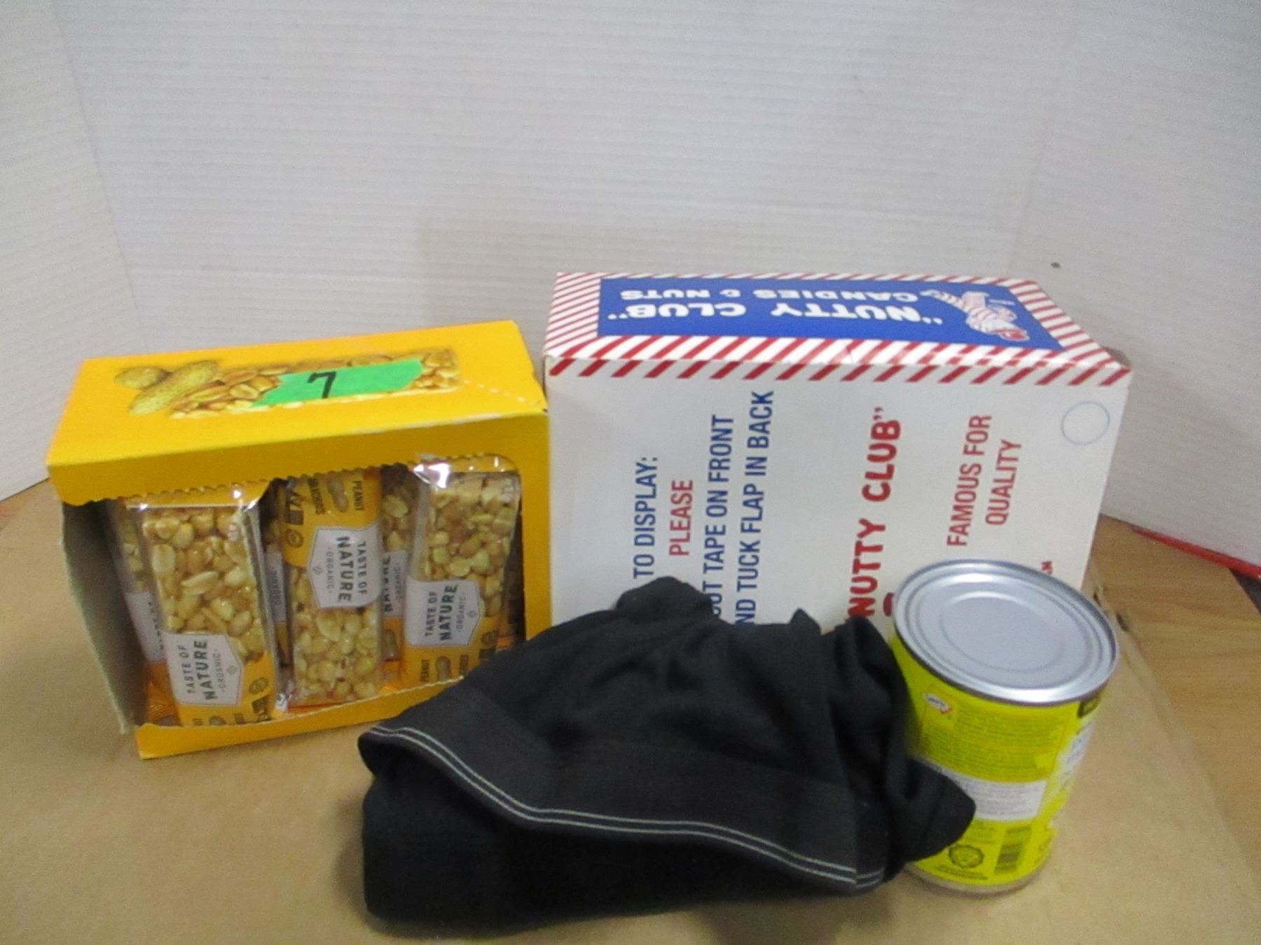 ESTATE: BOX C/W CANDY CORN, MILK, BARS & XL BRIEFS