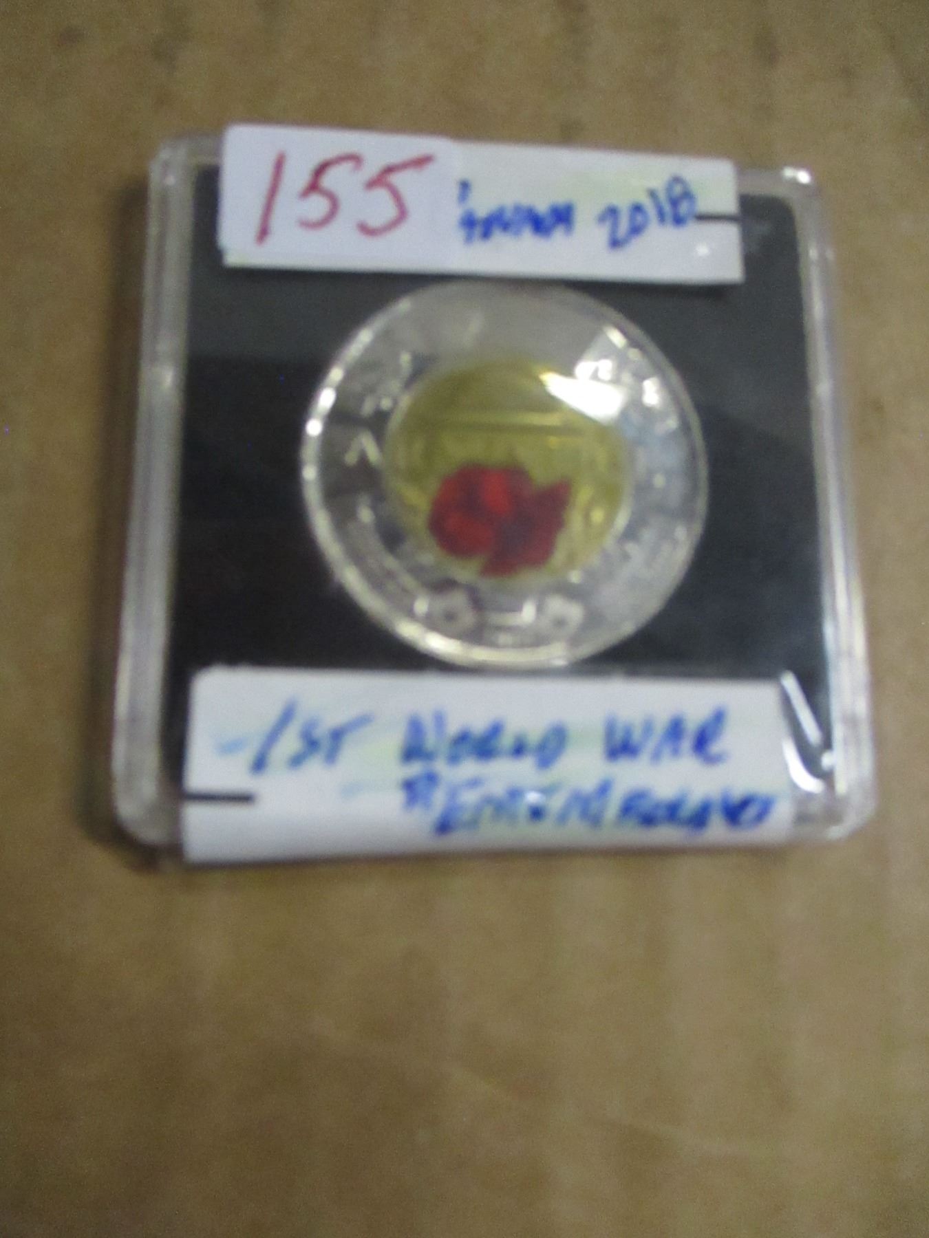 2018 ARMISTICE REMEMBRANCE FIRST WORLD WAR COLORED POPPY TOONIE