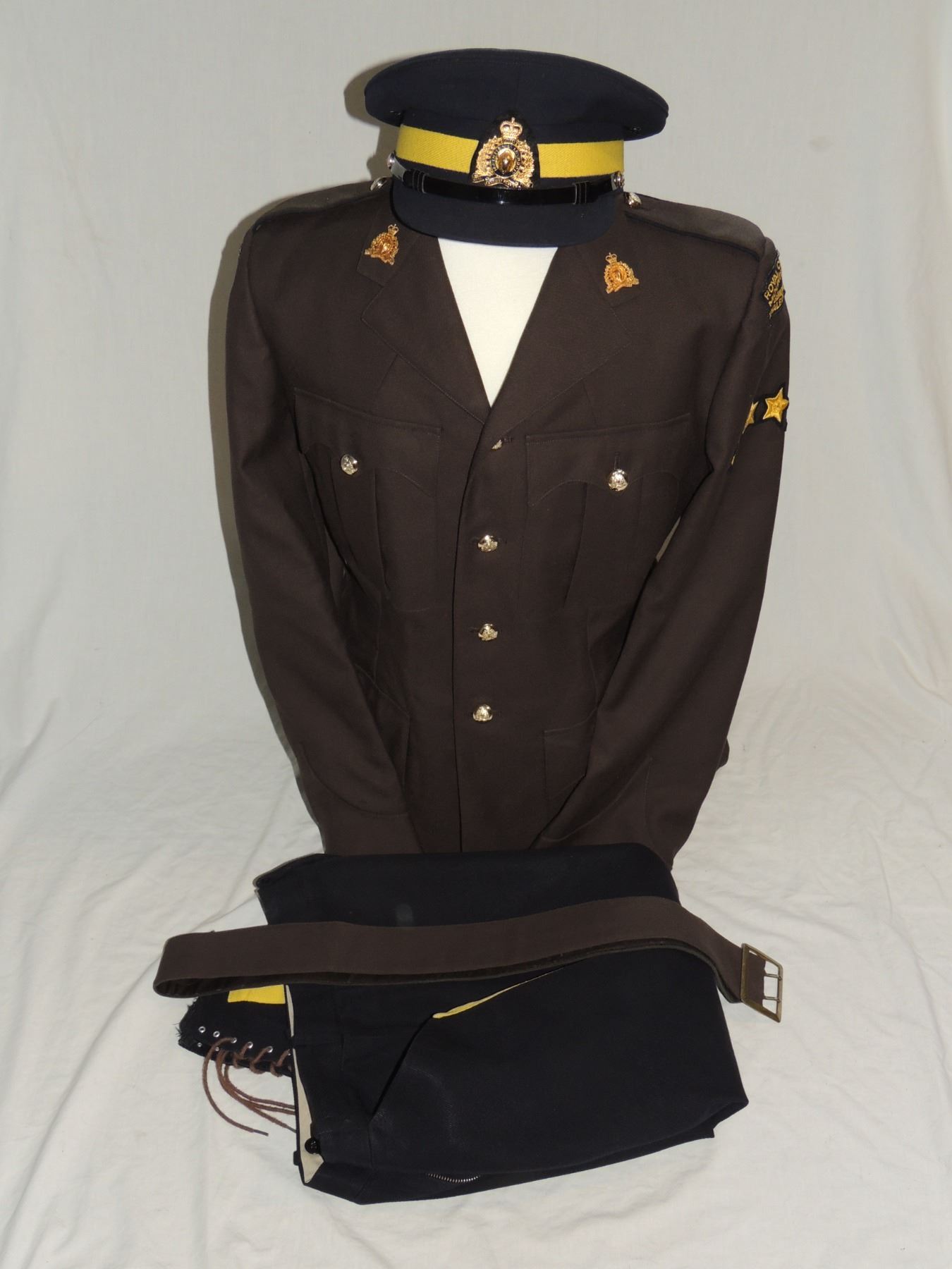#796 1960'S RCMP UNIFORM BROWN SERGE HAT PANT SET