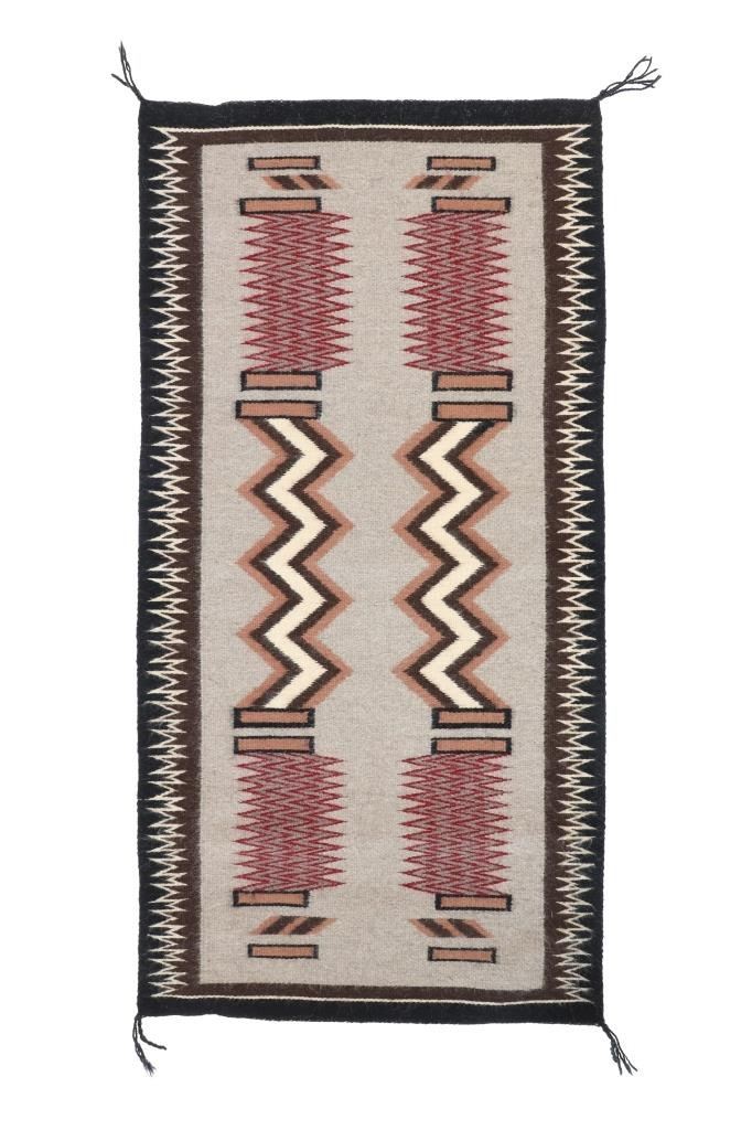 Navajo Two Grey Hills Storm Pattern Rug c 1970s