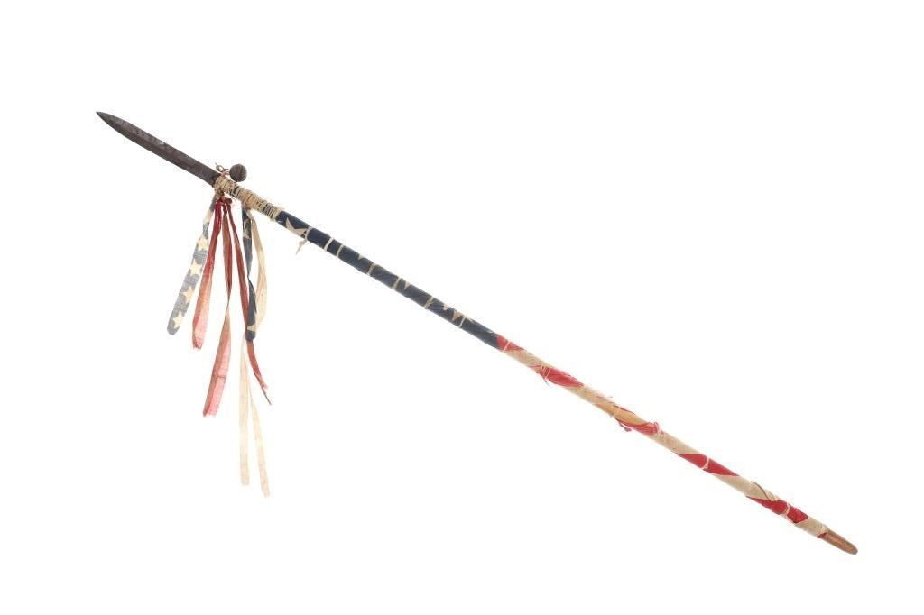 19th Century Southern Plains US Flag Wrapped Lance