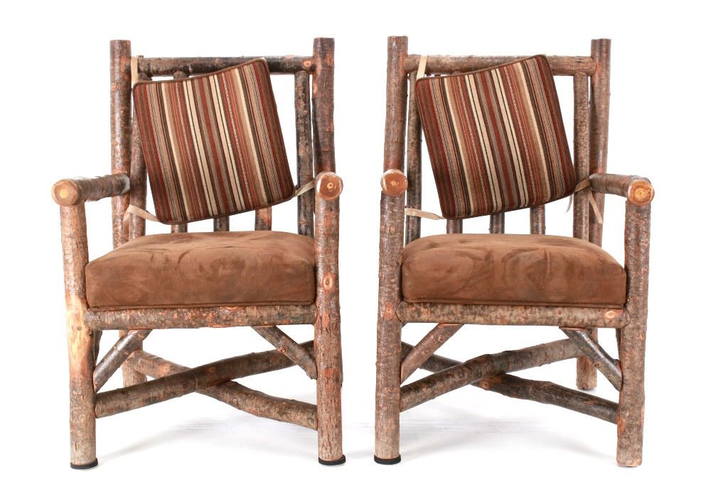 Marshfield Rustic Lodge Log Arm Chairs Set