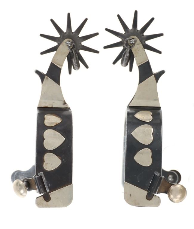 Ranchman's Black Satin Silver Mounted Heart Spurs