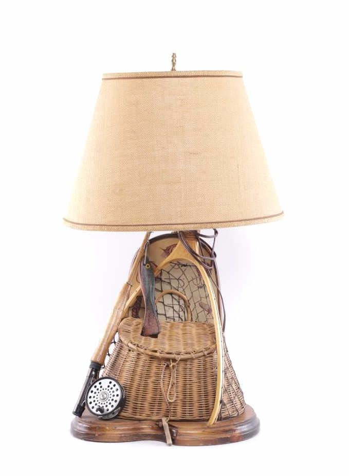 Fly Fishing Themed Lamp By Nightwatch 1960-70s