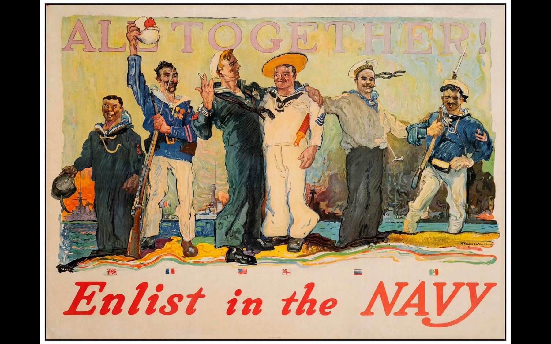 WW1 - US NAVY RECRUITING POSTER - Recruiting Poster (43.5" x 31.25 ...