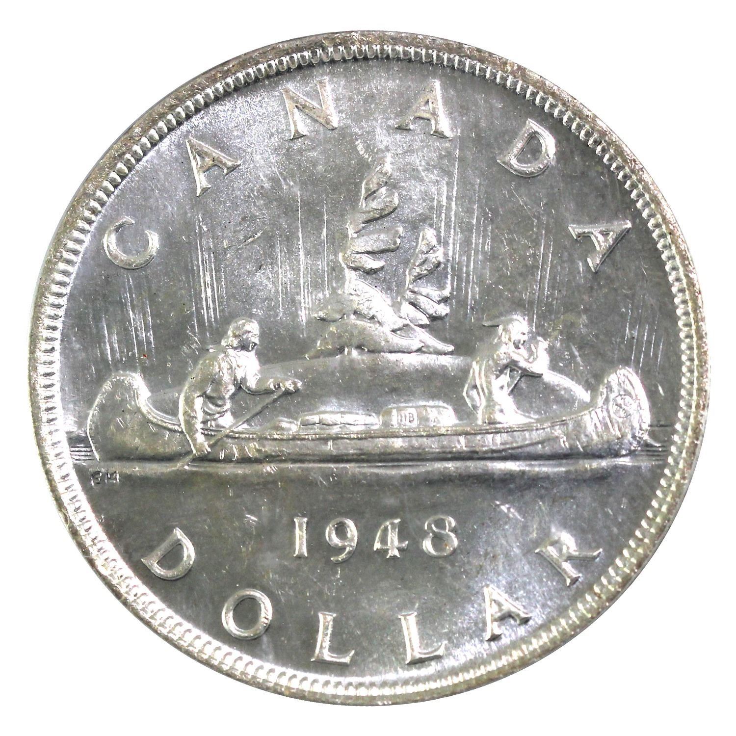 1948 King George VI Canadian Silver Dollar PCGS MS63 Nice White Coin
