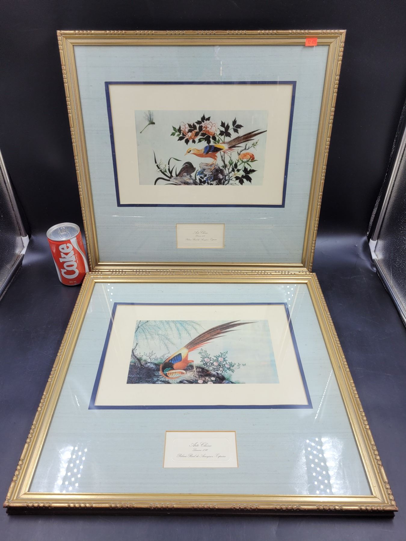 Vintage Framed Lamina XIII Arte Chino Bird Prints