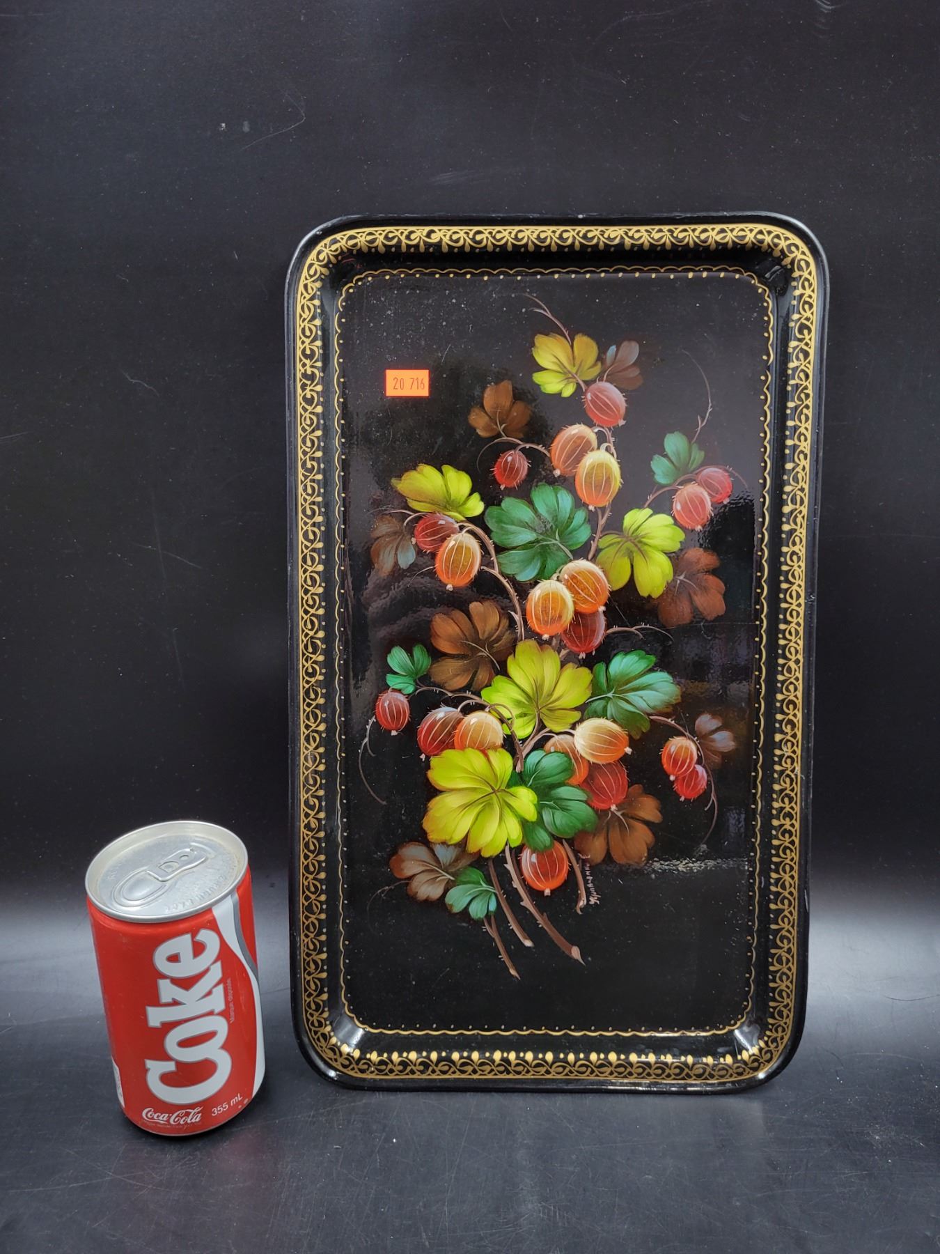Vintage Hand Painted Metal Tray