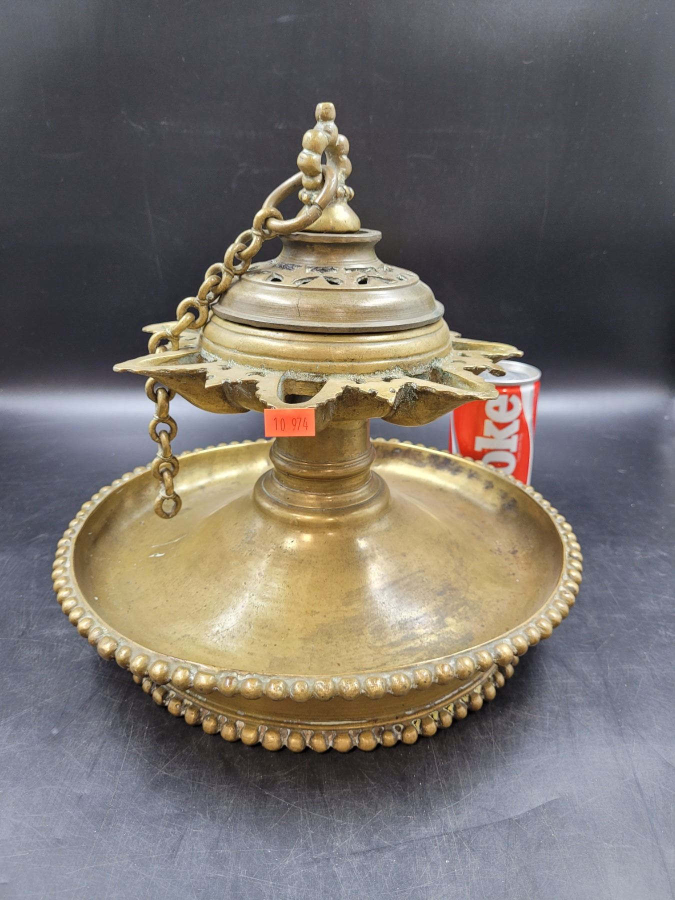 Victorian Brass Hanging Oil Lamp
