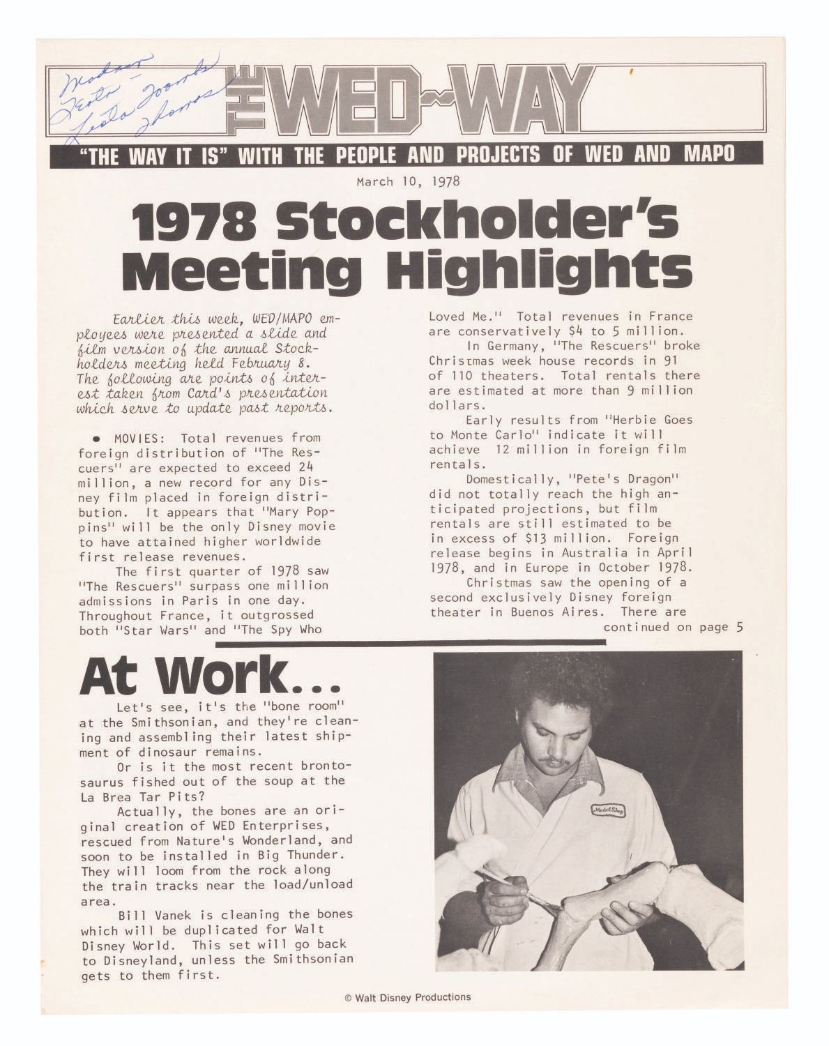 A Leota Toombs Thomas Signed The WED-Way Issue.