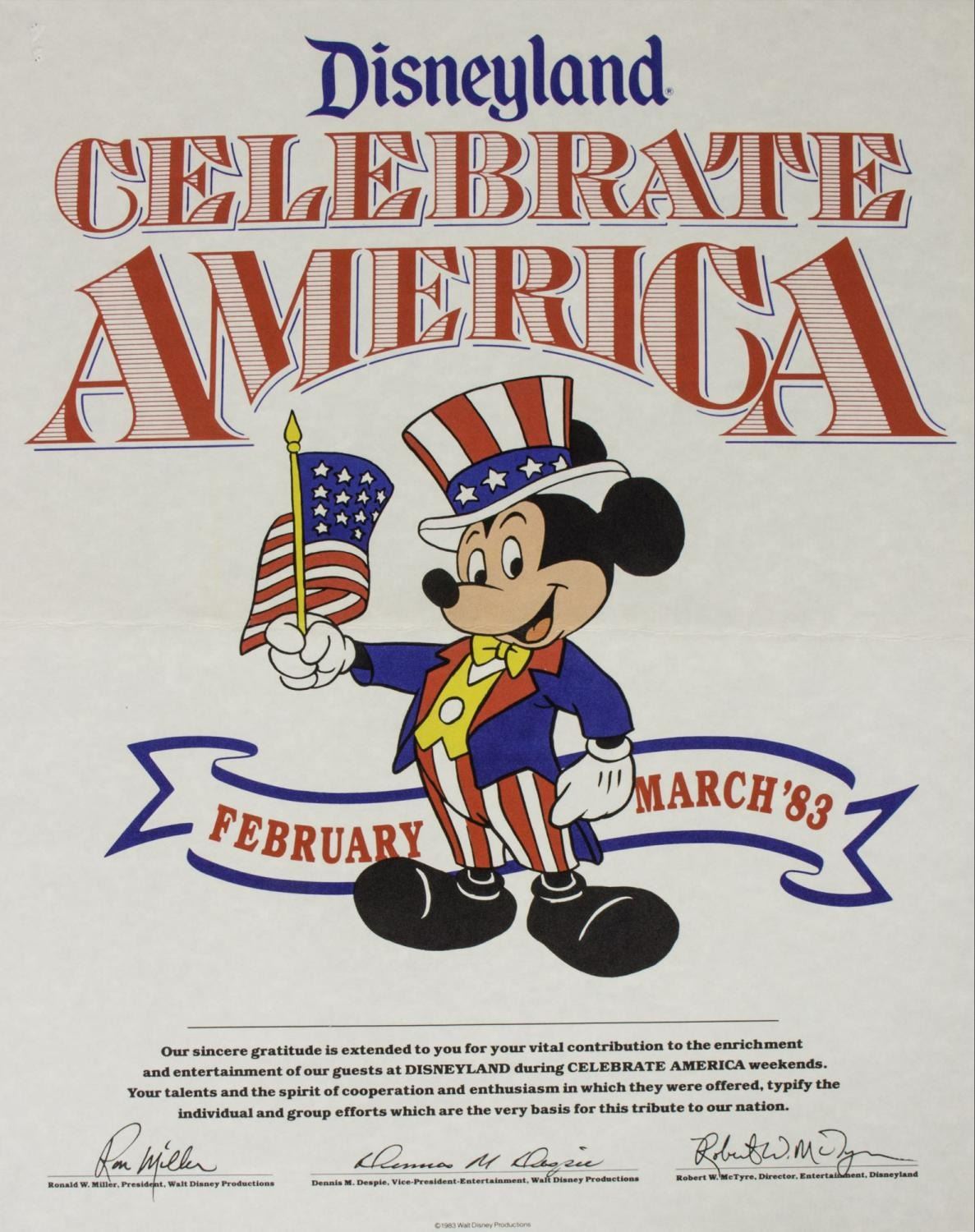 A Disneyland Celebrate America Cast Member Poster. - Van Eaton Galleries