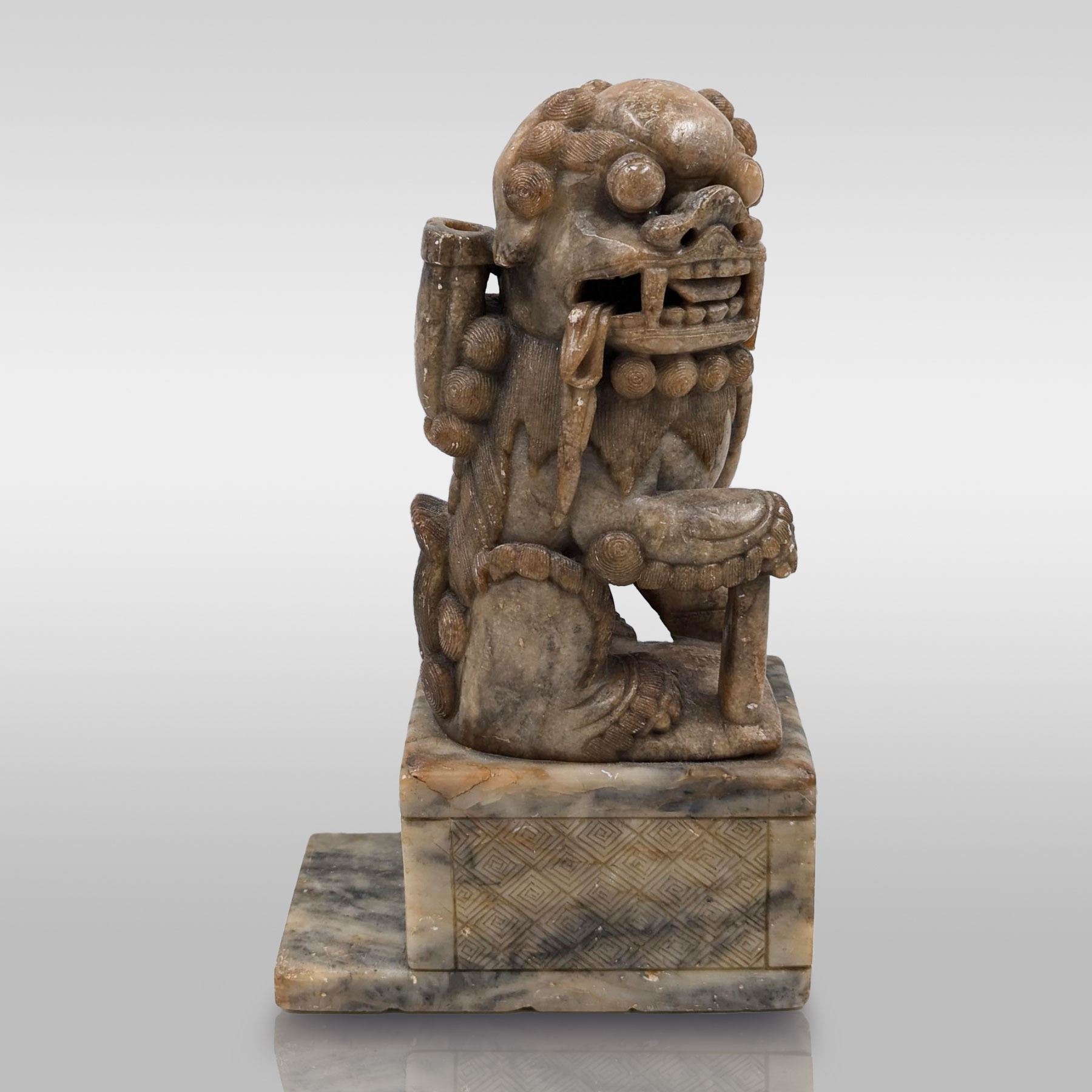 Early Antique Chinese Soapstone Foo Dog, Possibly Ming Period