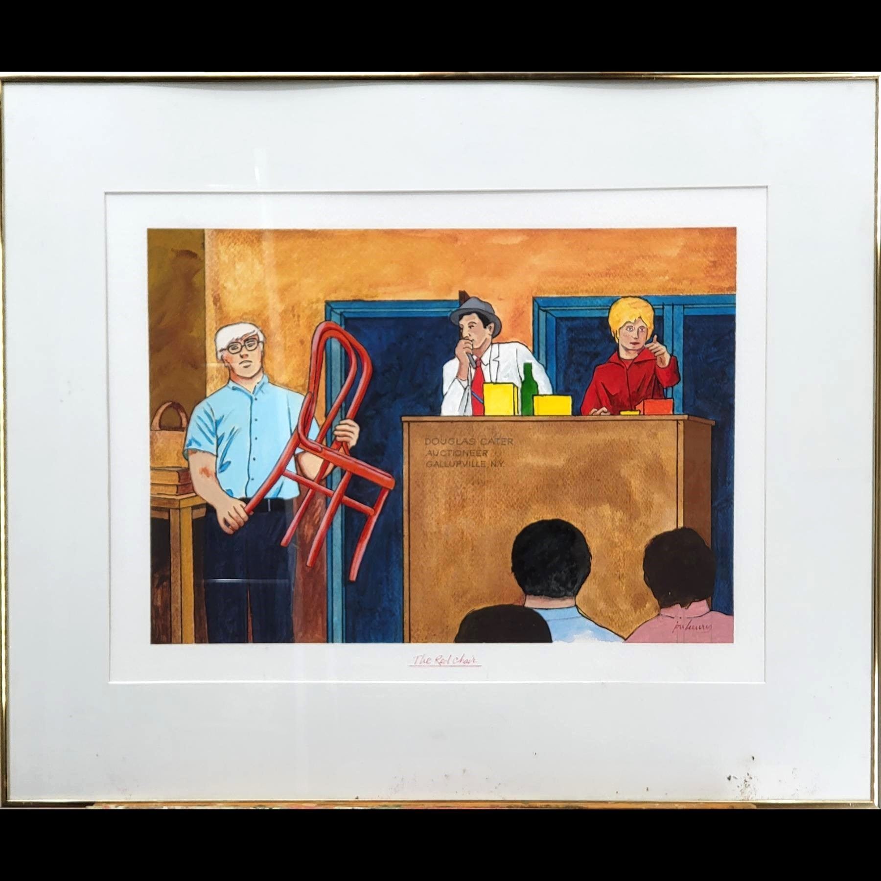 Jon Henry (American, 1916-1990) Original Painting, "The Red Chair" 1988