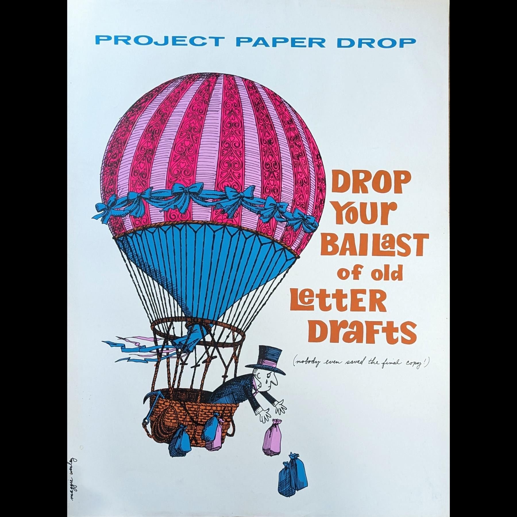 Nasa Lockheed Artist Maggie Wesley Vintage Poster "Project Paper Drop ...