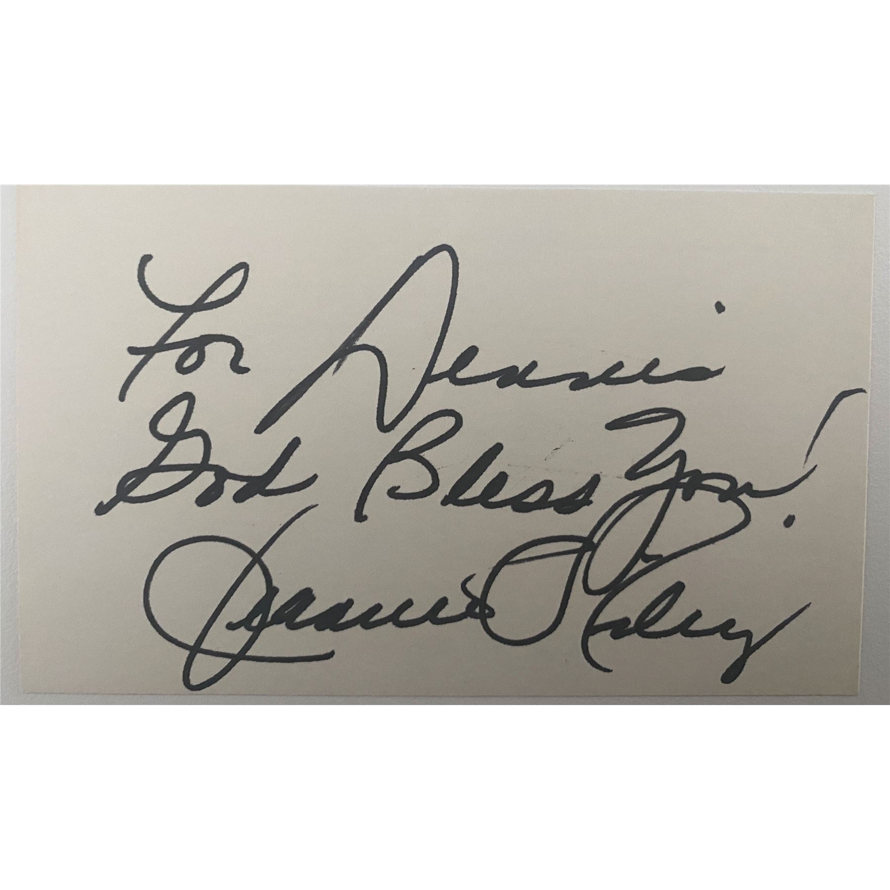 Country singer Jeannie C. Riley signed note