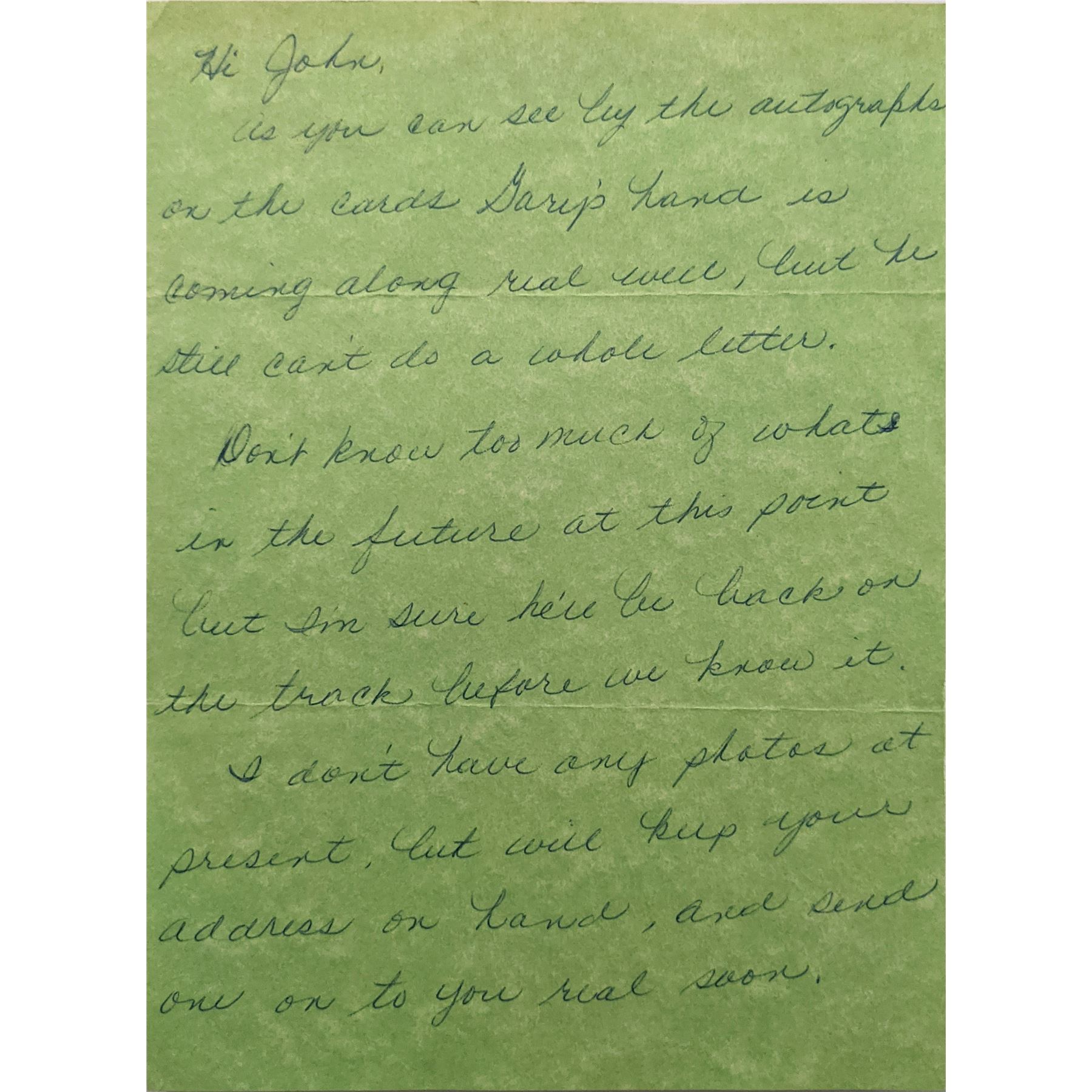 Sally Struthers handwritten letter