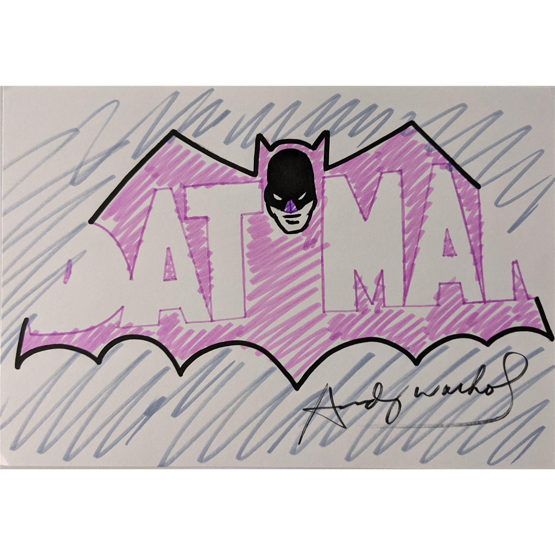 Andy Warhol Hand Signed Batman Sketch