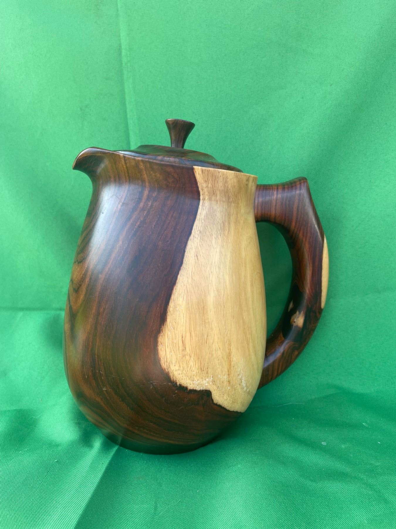 Turned Wood Pitcher with Lid