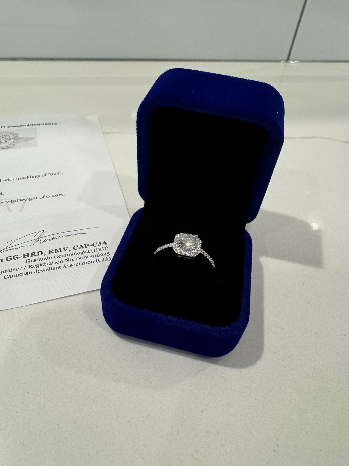 1 CTGRA certified round cut Moissanite with 28 round cut cubic Iconium ...