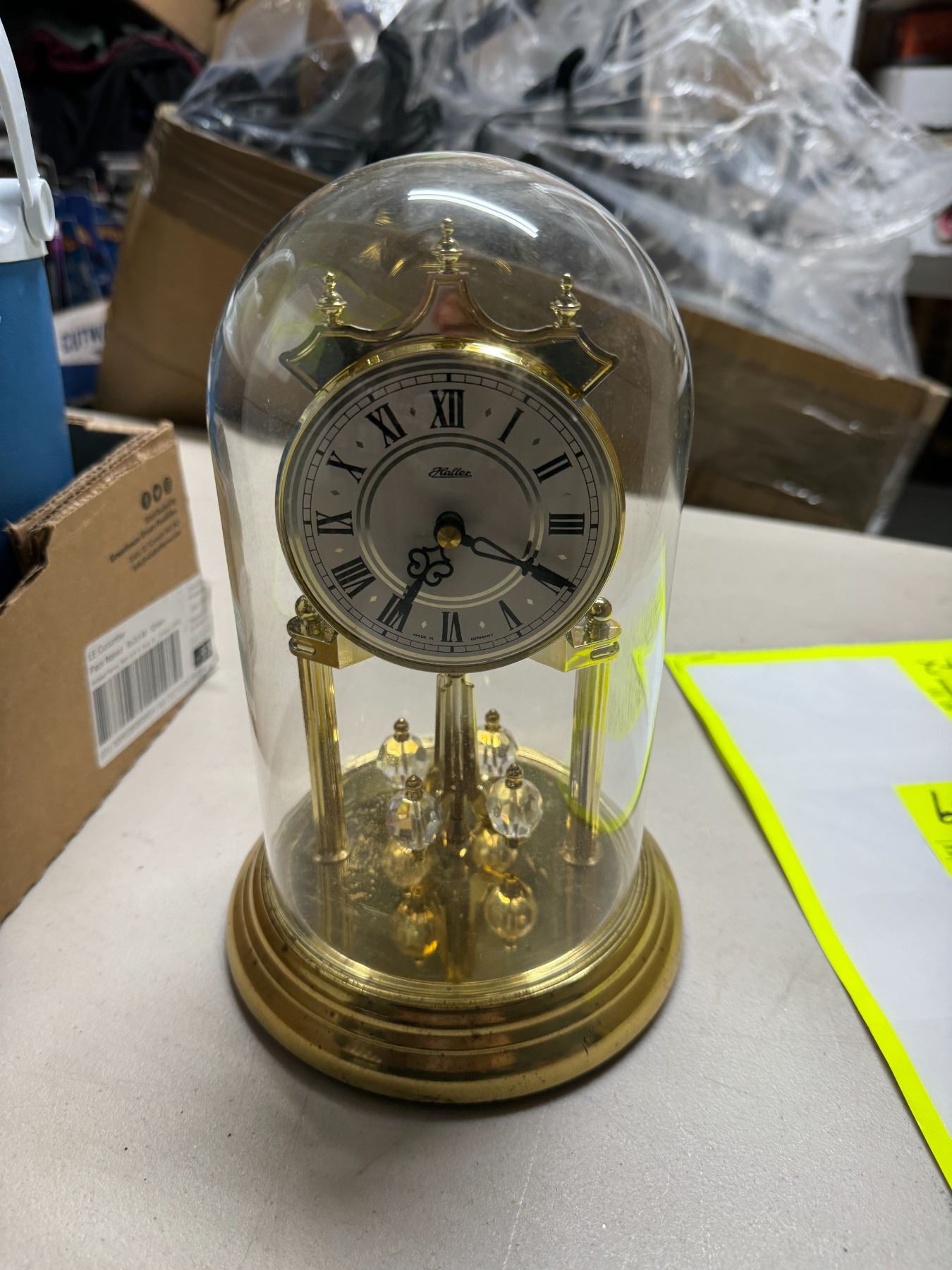 Glass stone mantle clock