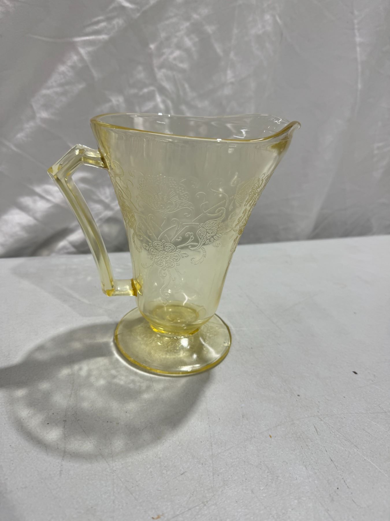 Yellow Florentine depression glass Pitcher