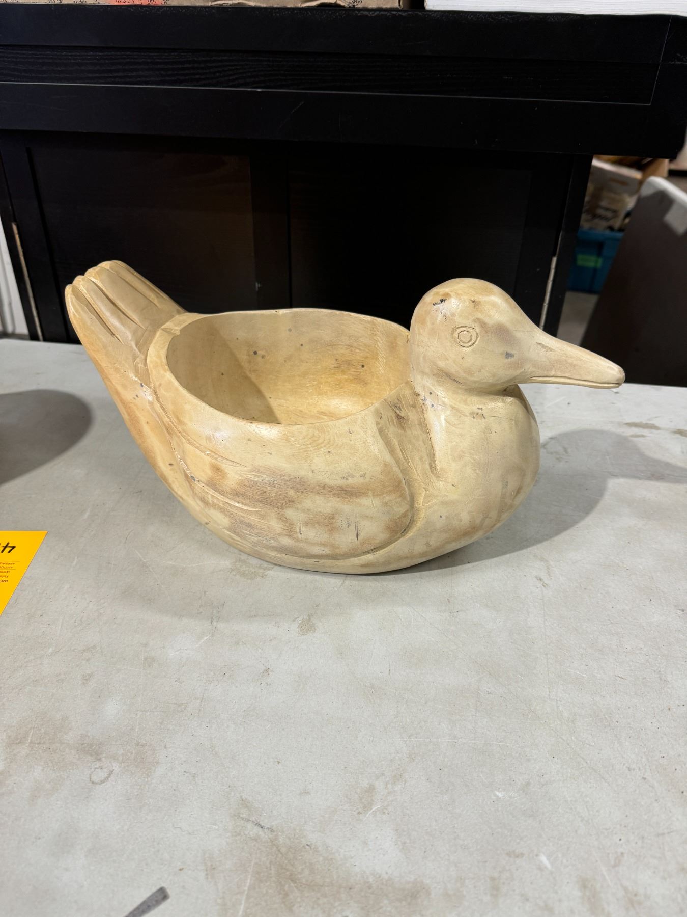 Carved duck planter