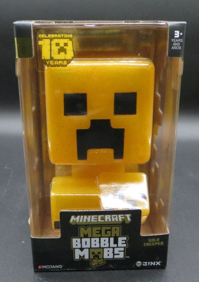New 10 Year Anniversary Minecraft Mega Bobble Gold Creeper