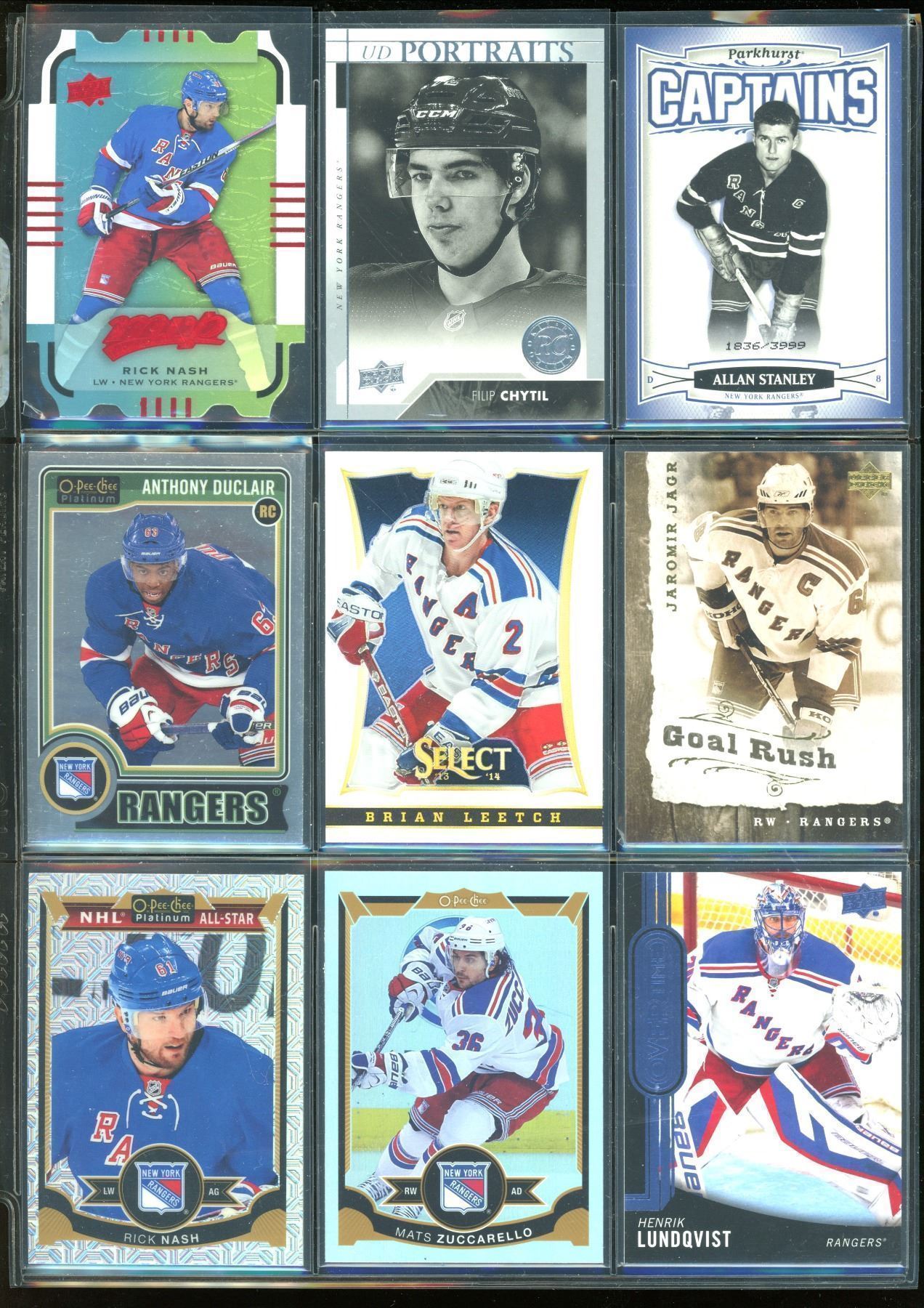 9 NHL New York Rangers Rookie & Insert Cards