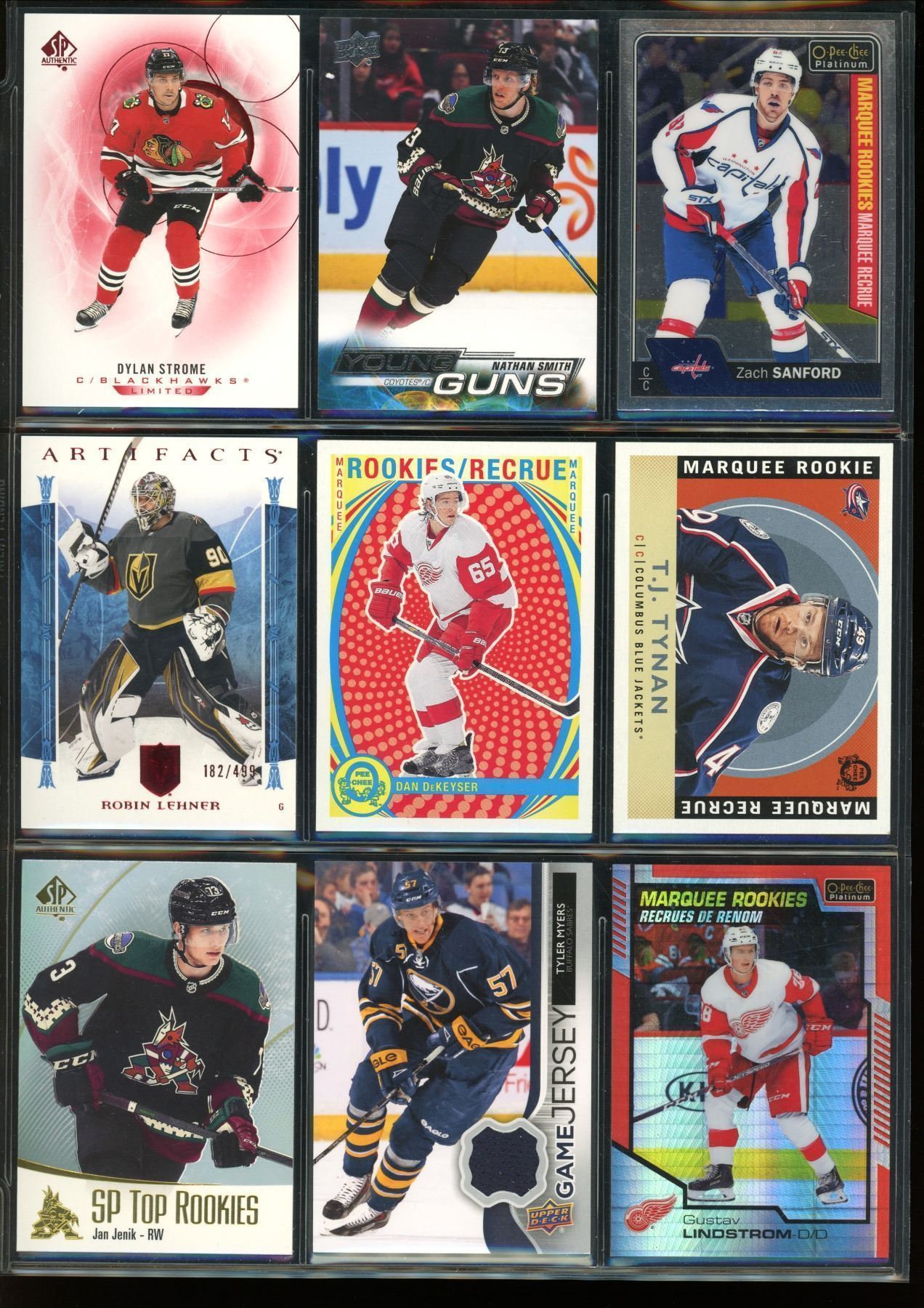 9 NHL Rookie & Insert Hockey Cards Various Teams
