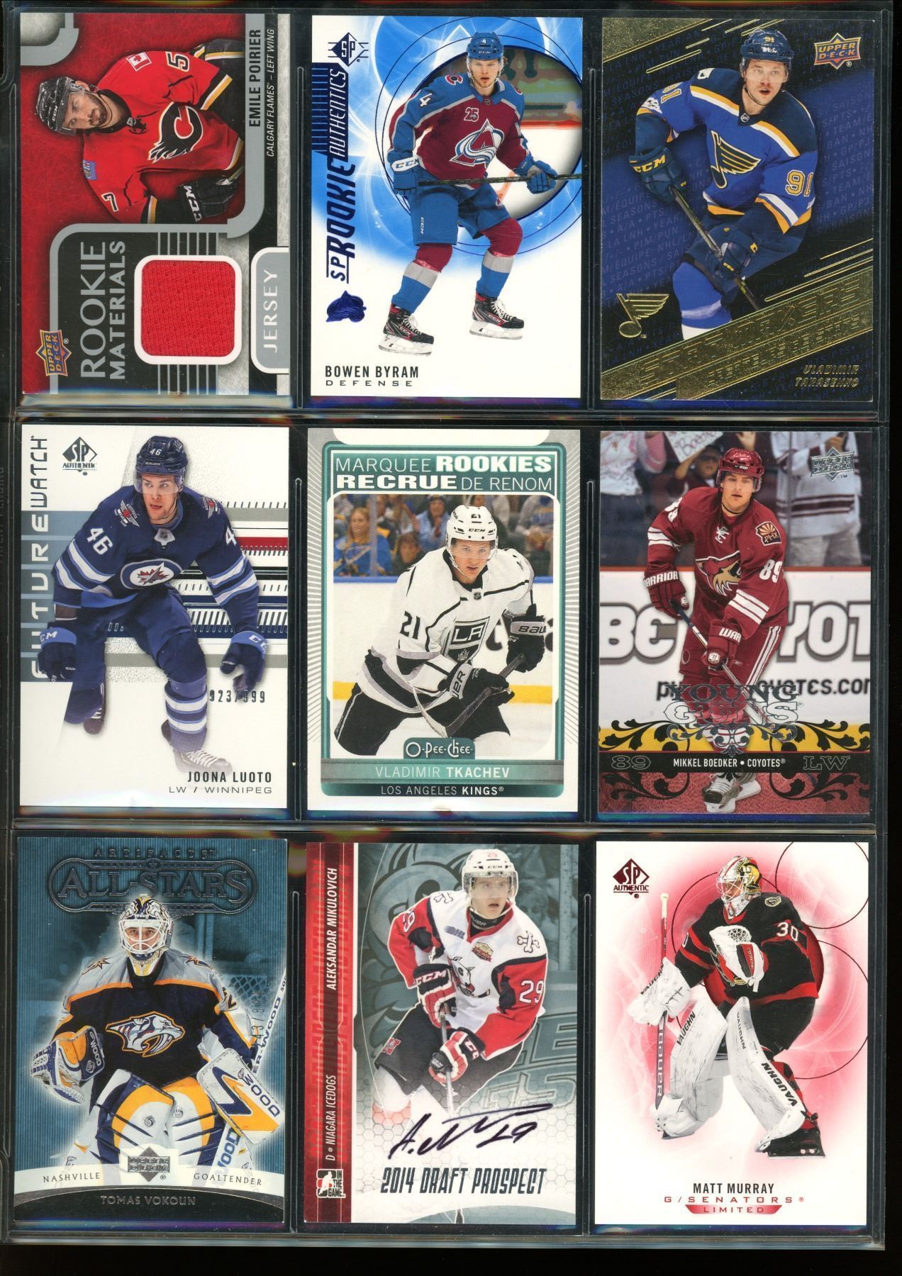 9 NHL Rookie & Insert Hockey Cards Various Teams