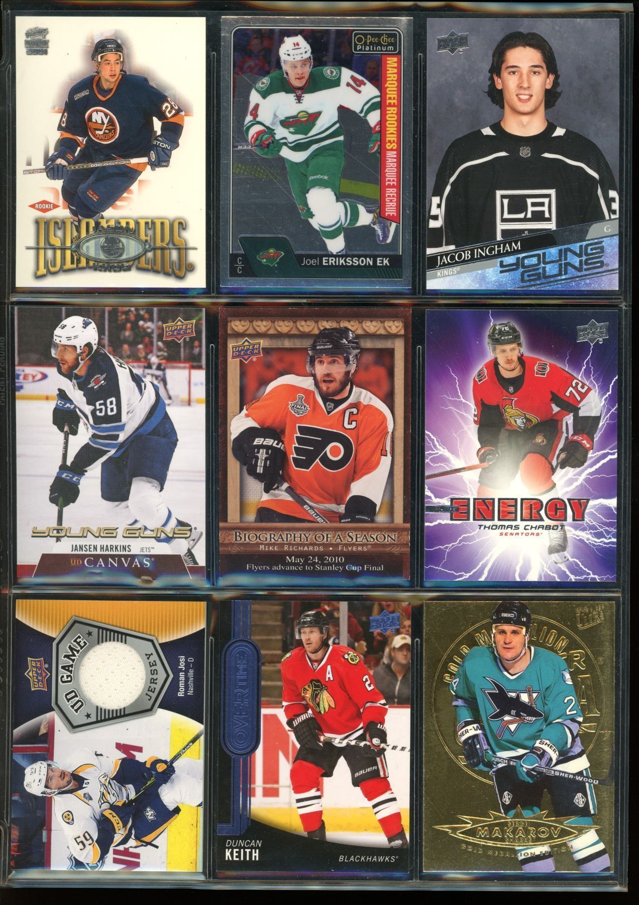 9 NHL Rookie & Insert Hockey Cards Various Teams